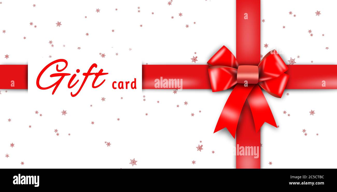 gift card, red ribbon, red loop, bow - on white background Stock Photo ...