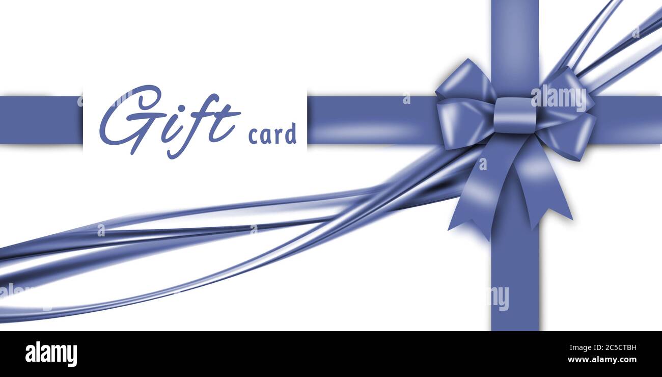 gift card, blue ribbon, blue loop, bow - on white background Stock ...