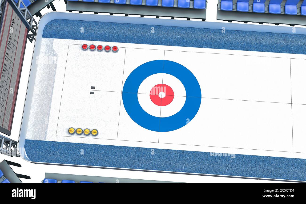 3D Render of Ice arena for playing curling Stock Photo - Alamy