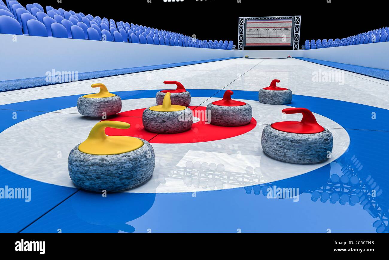 3D Render of Ice arena for playing curling Stock Photo - Alamy