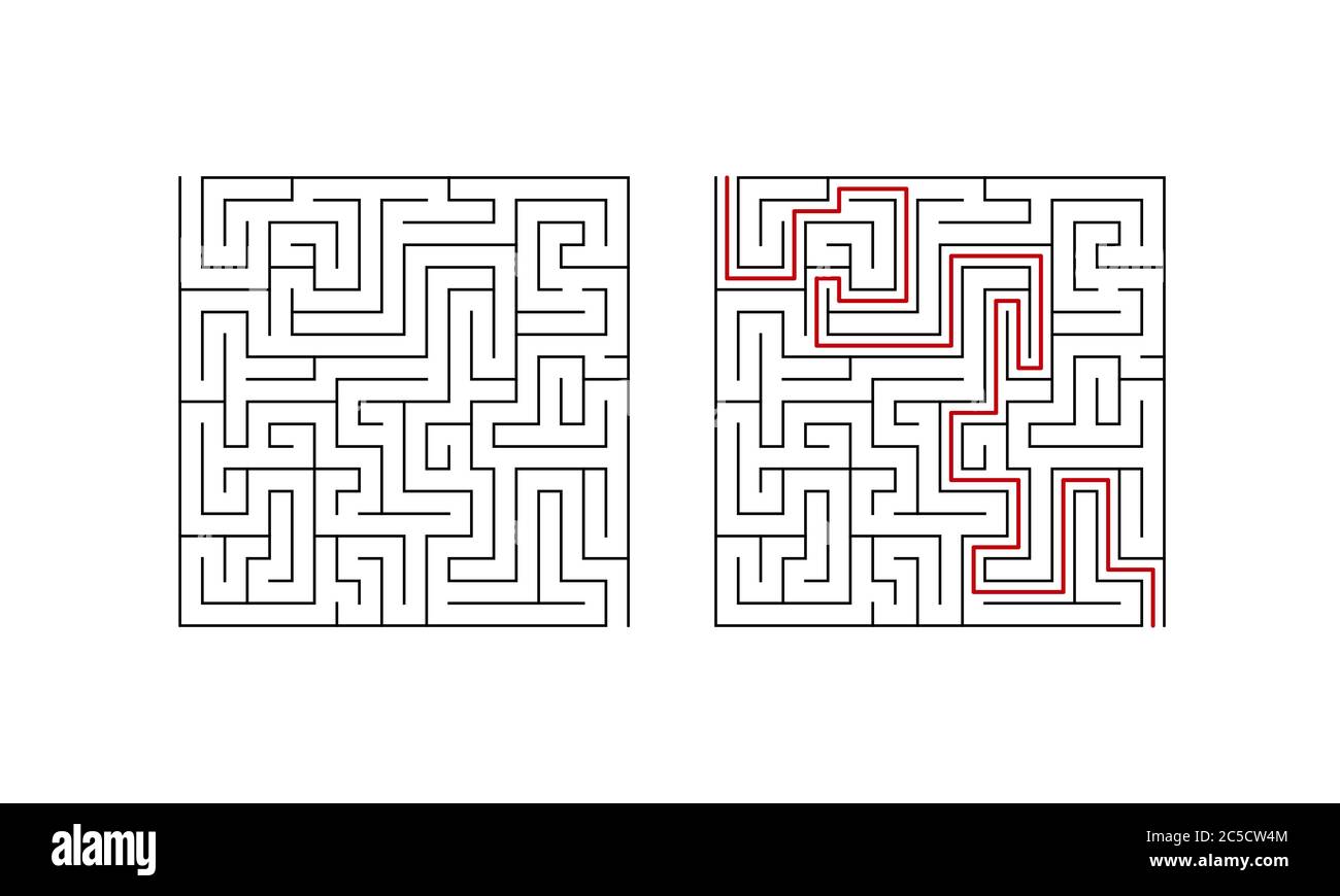 Labyrinth maze game for children. Simple puzzle with solutionisolated ...