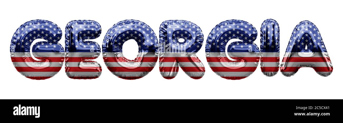 Georgia USA state stars and stripes foil balloon word. 3D Rendering ...