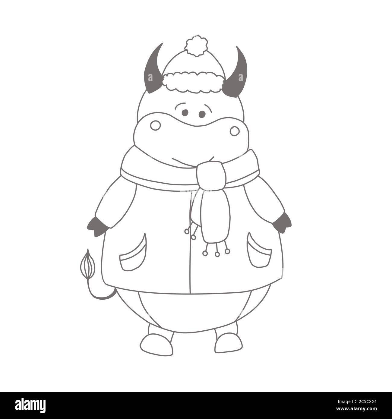Year of the bull. Ox coloring page The animals are horned. Children's ...