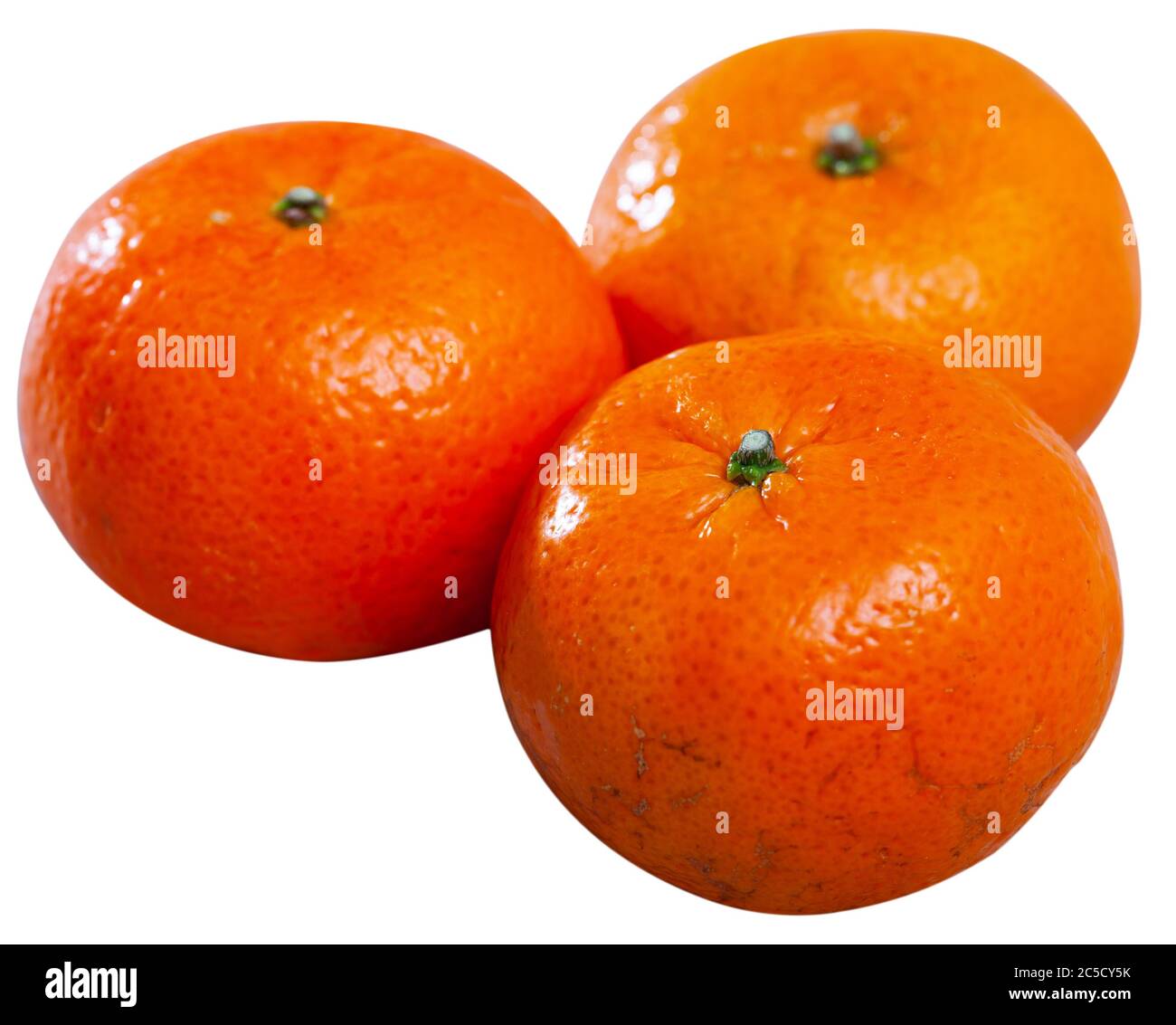 Closeup of fresh sweet clementines, nobody. Isolated over white ...
