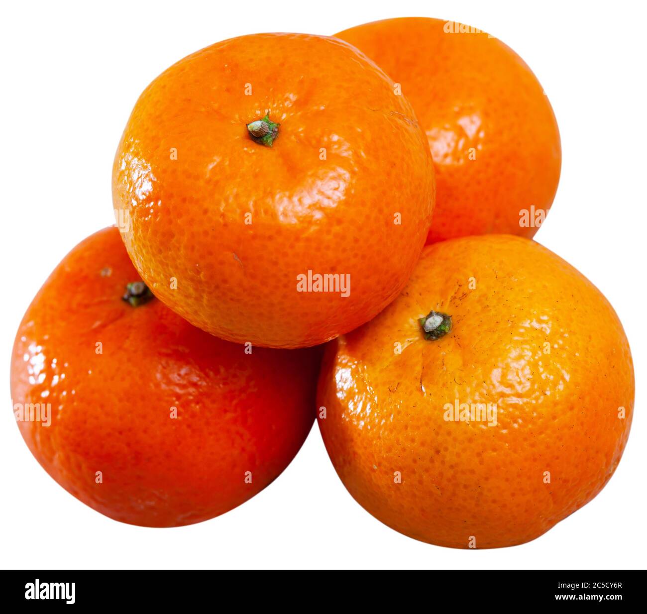 Closeup of fresh sweet clementines. Isolated over white background ...