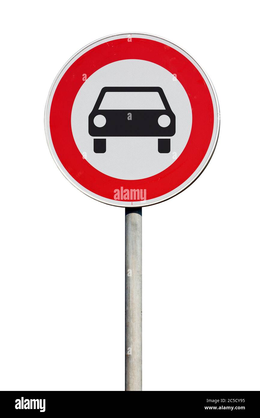 Isolated Traffic Sign - Motor Vehicle Entrance Prohibited Stock Photo ...