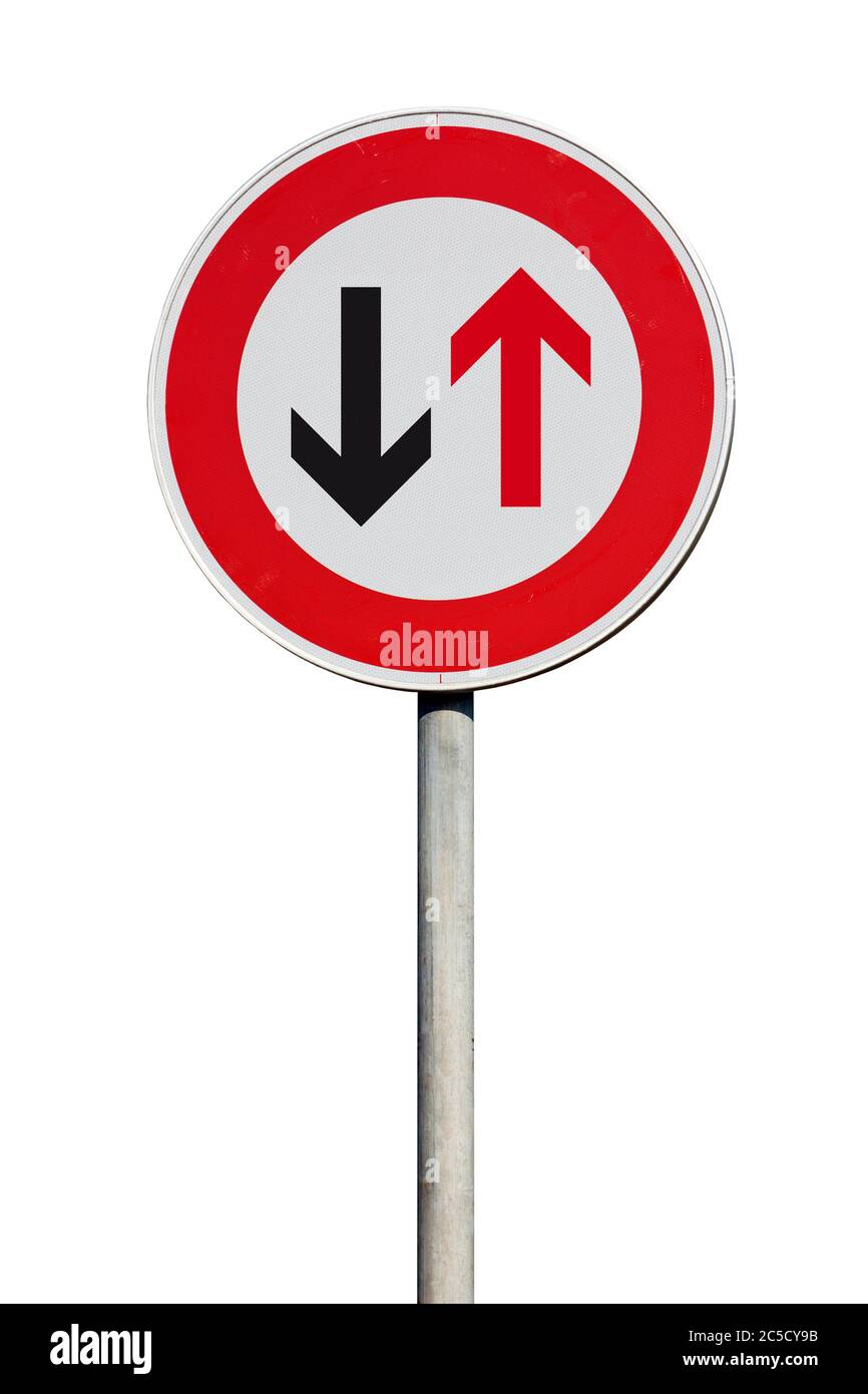 Isolated Traffic Sign - Give way to traffic from opposite direction ...