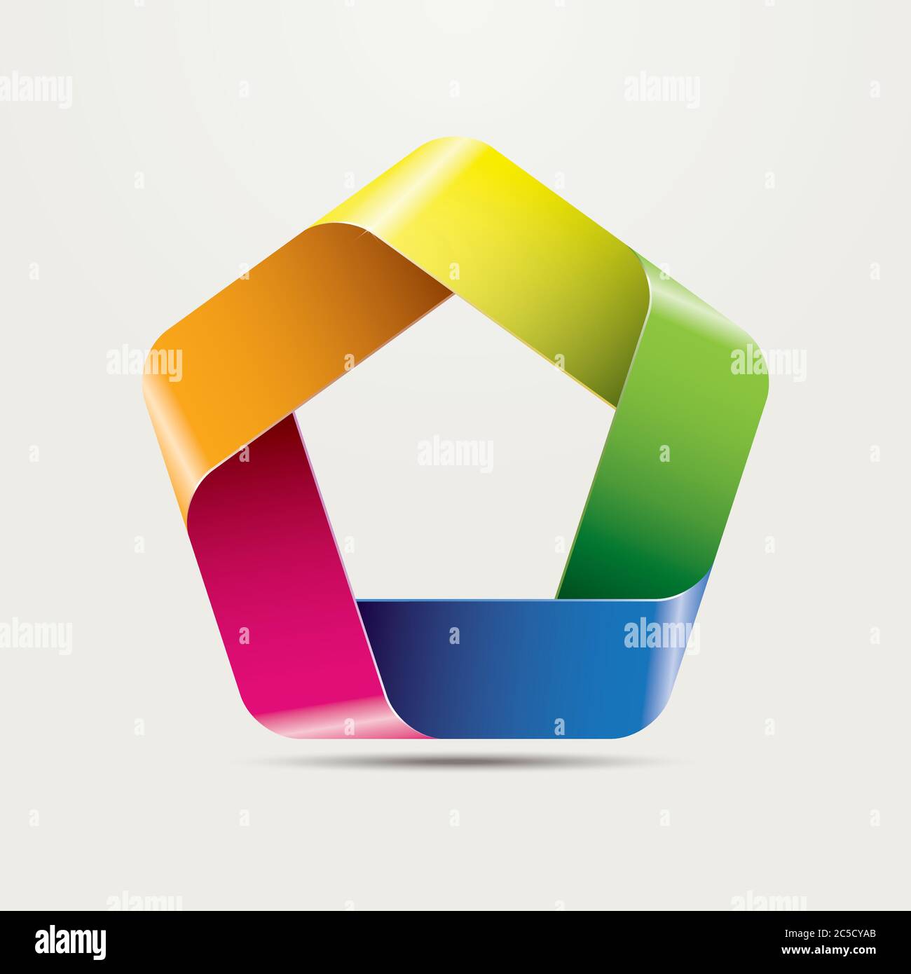 Three-dimensional Pentagon Infinite Ribbon Vector Element with rainbow ...