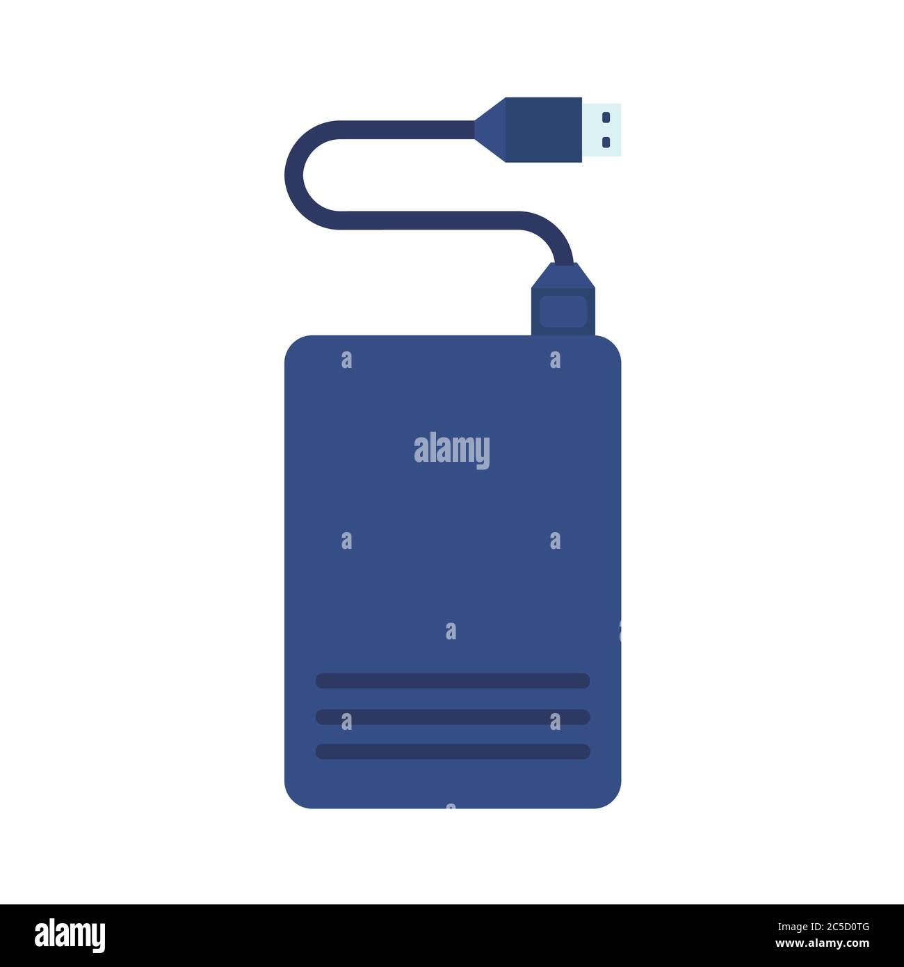 Portable disk drive on white background. Hard disk with USB cable ...