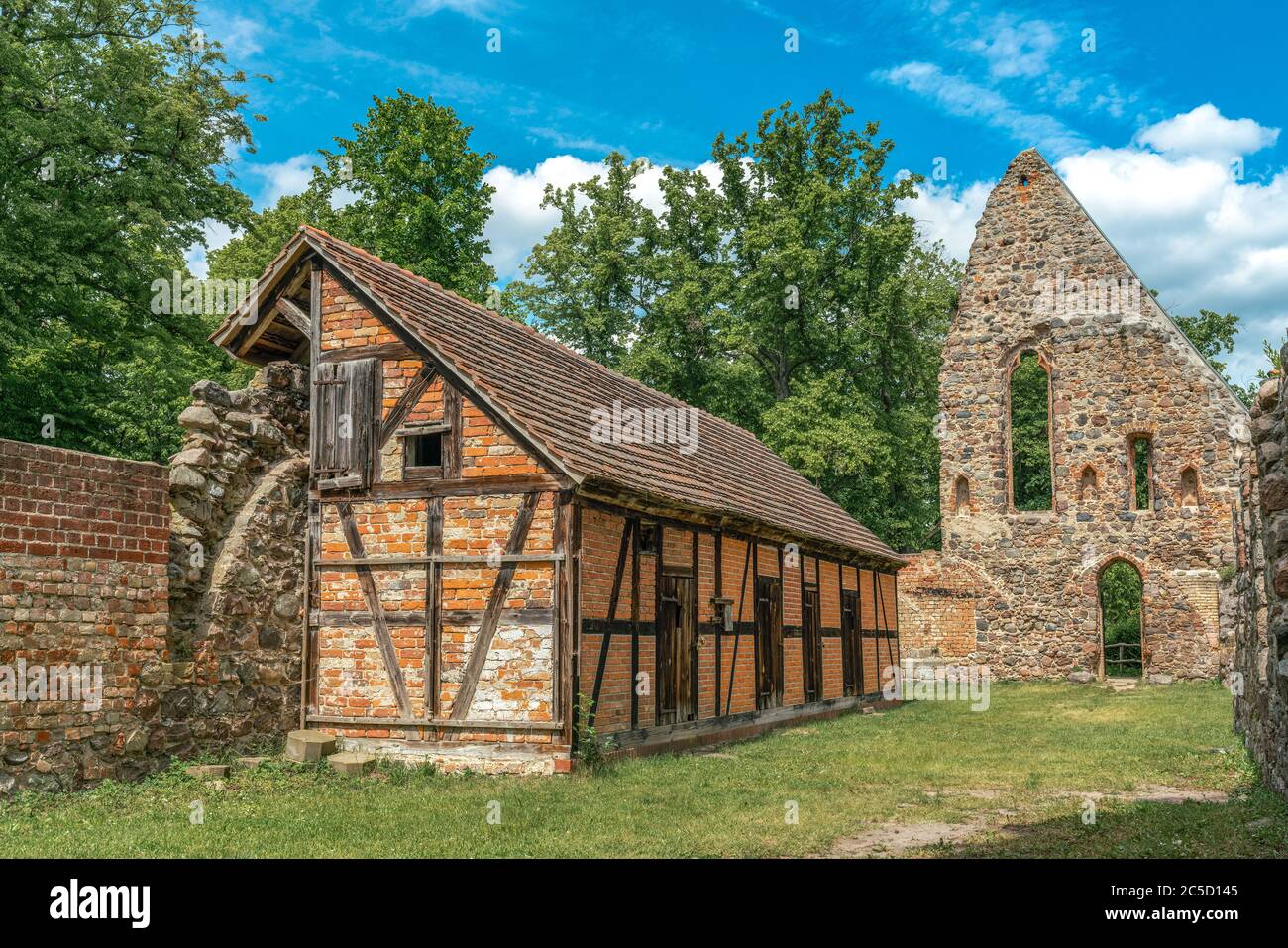 Ruins of the historical Lindow abbey in Brandenburg, Germany Stock ...