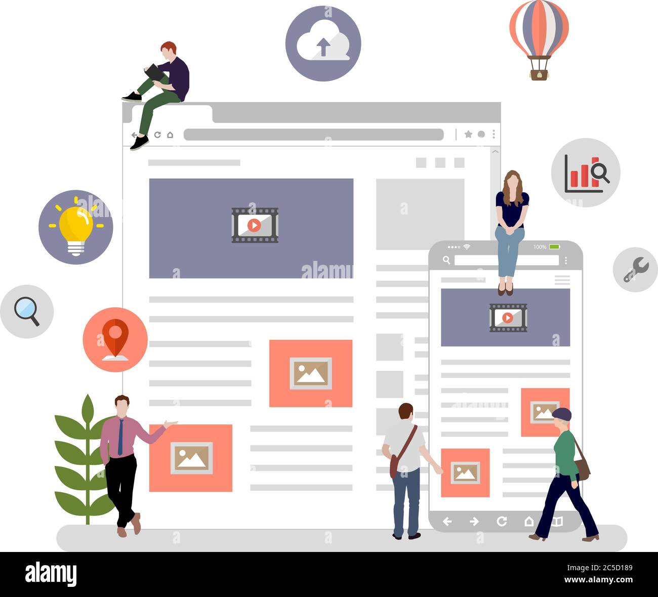Internet Browser Online Network Global Communication Flat Vector