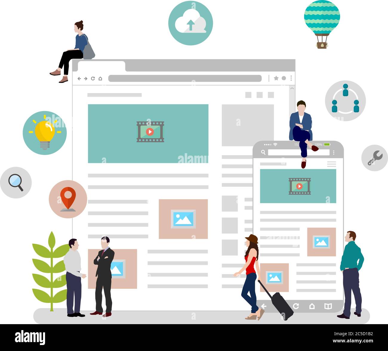 Global network design cartoon Cut Out Stock Images & Pictures - Alamy