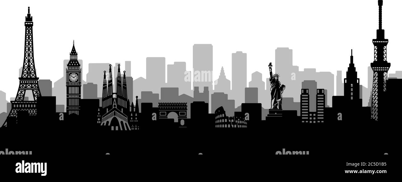 World heritage / famous landmark buildings landscape vector ...