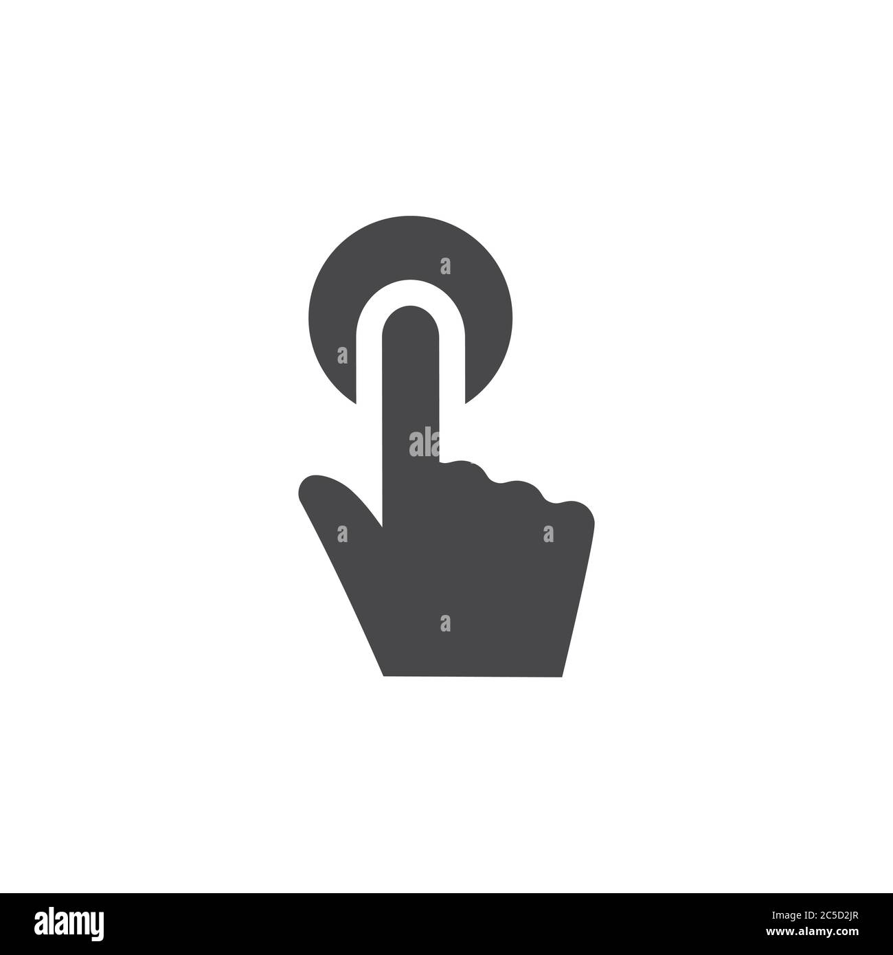 Pushing button, start symbol. Hand touch or click web symbol with circle black isolated vector ...