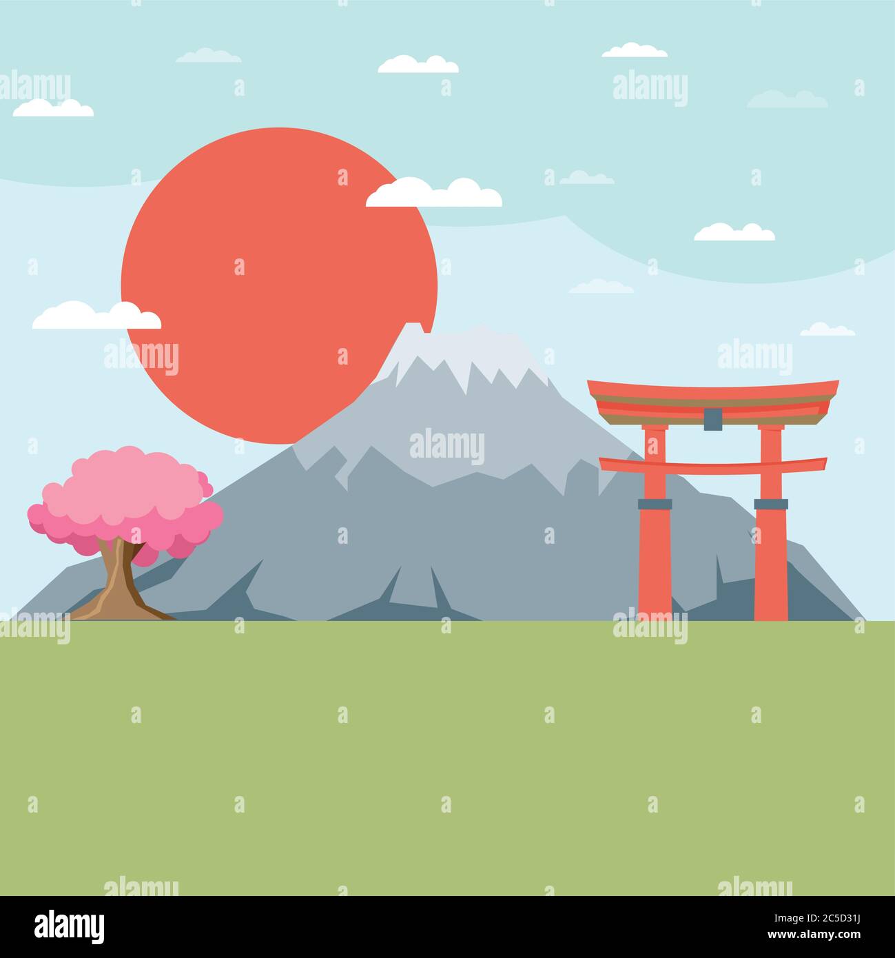 Flat design landscape of Japan illustration vector Stock Vector Image ...