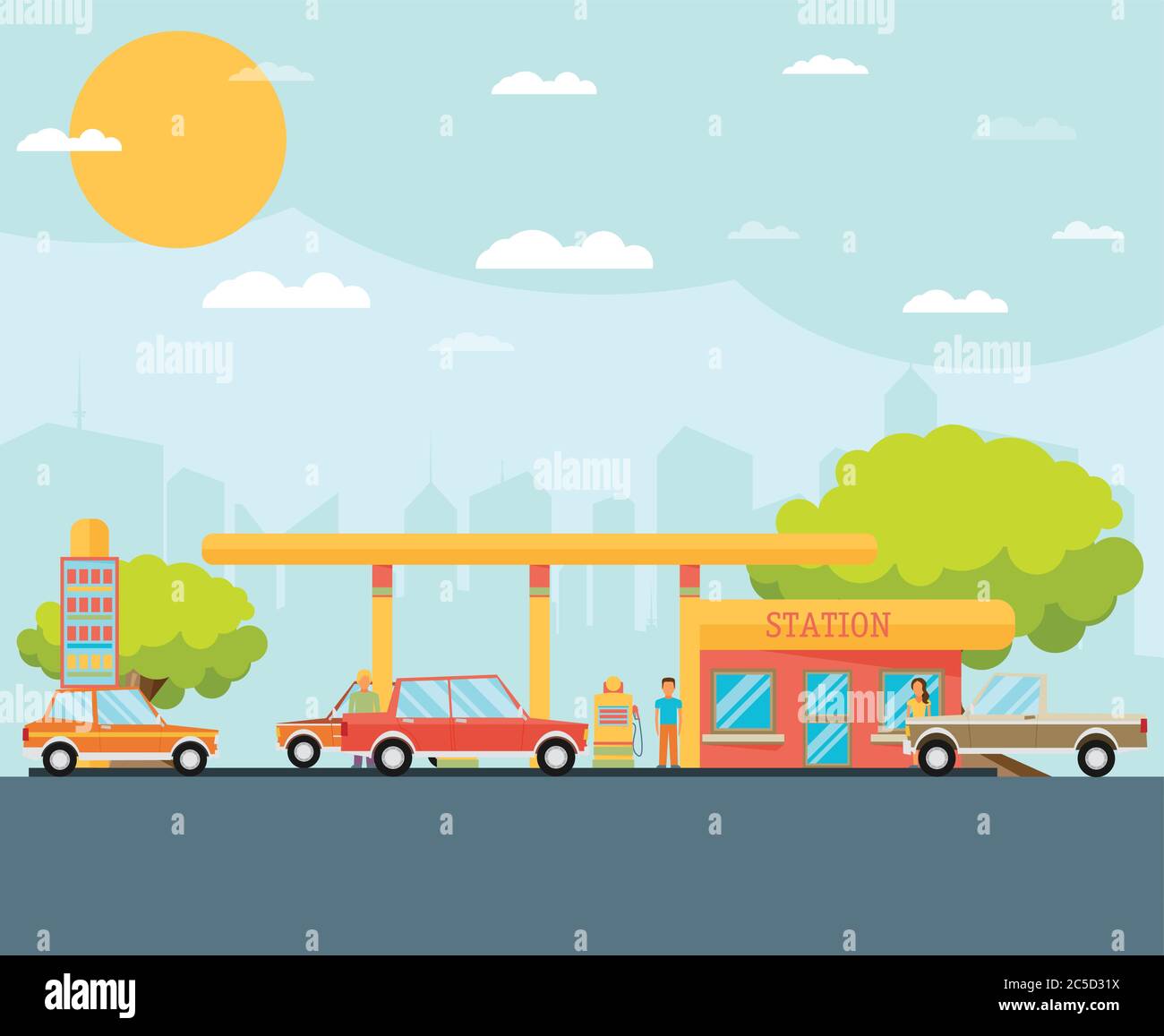 Pump truck production process Stock Vector Images - Alamy