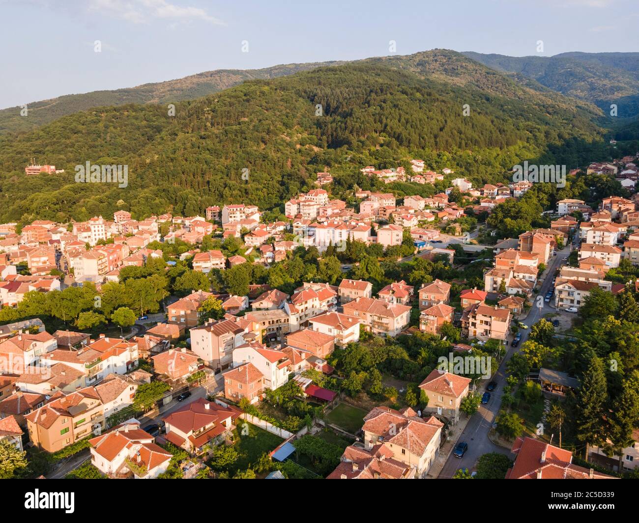 Aerial view of town of Petrich, Blagoevgrad region, Bulgaria Stock ...