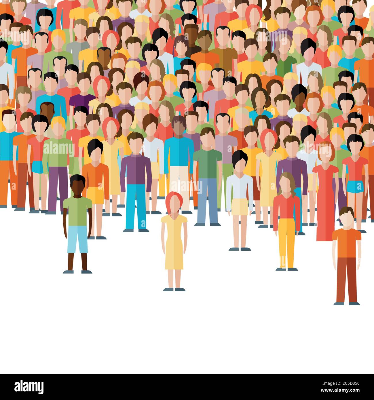 flat illustration of male community with a crowd of guys and men Stock ...