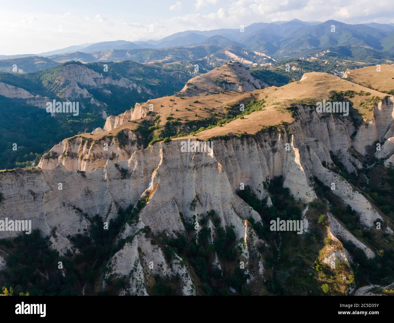 Aerial view of Melnik sand pyramids, Blagoevgrad region, Bulgaria Stock ...