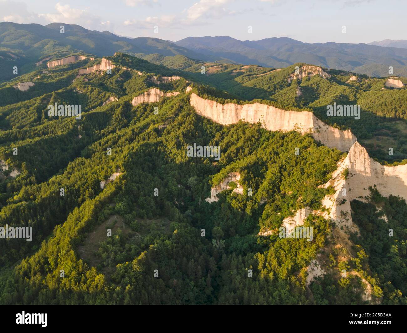 Aerial view of Melnik sand pyramids, Blagoevgrad region, Bulgaria Stock ...