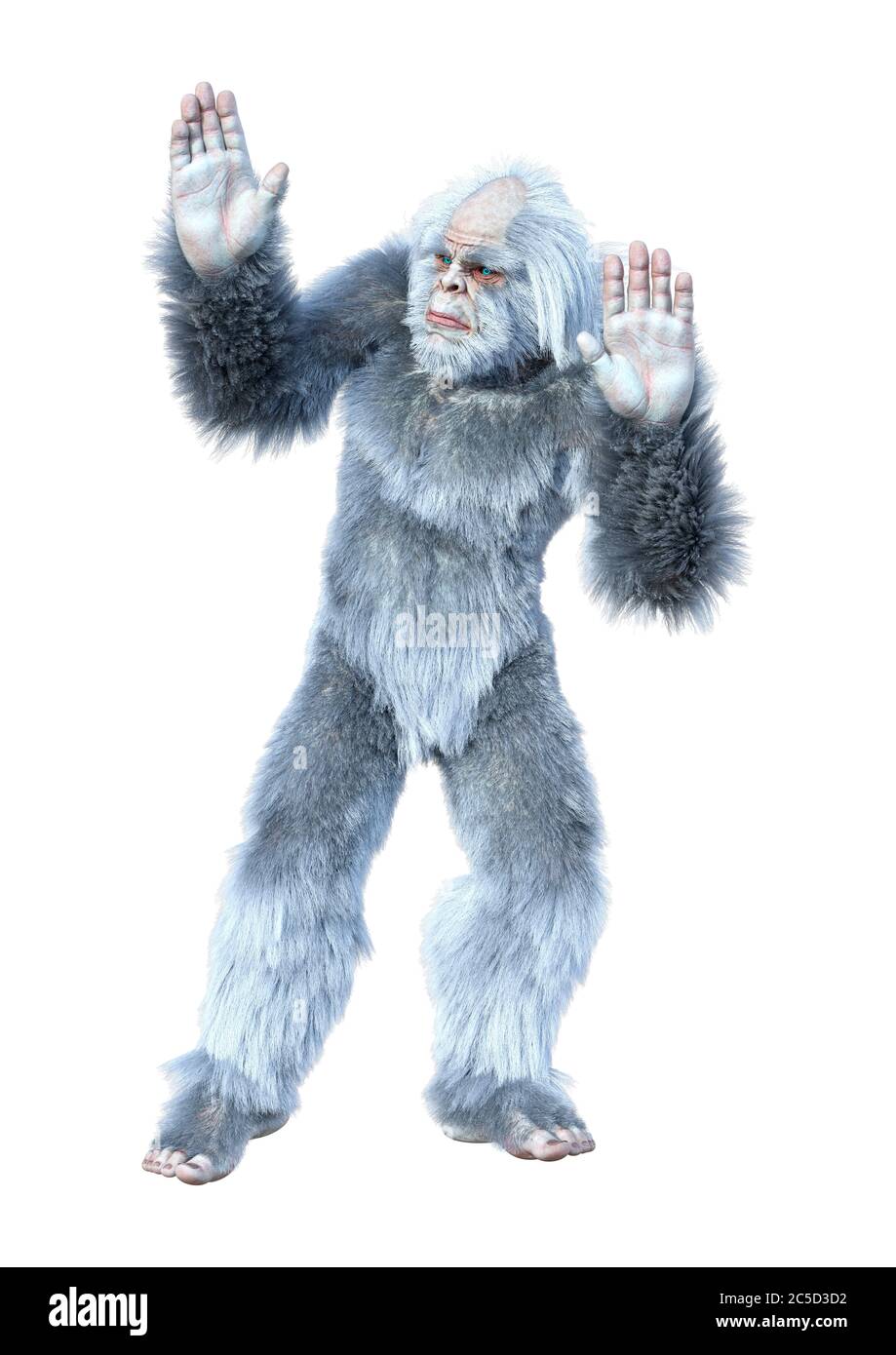 3D rendering of a fantasy creature yeti isolated on white background ...