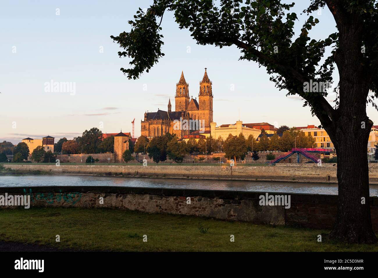 The Cathedral of Magdeburg, Capital City of Saxony Anhalt Stock Photo ...