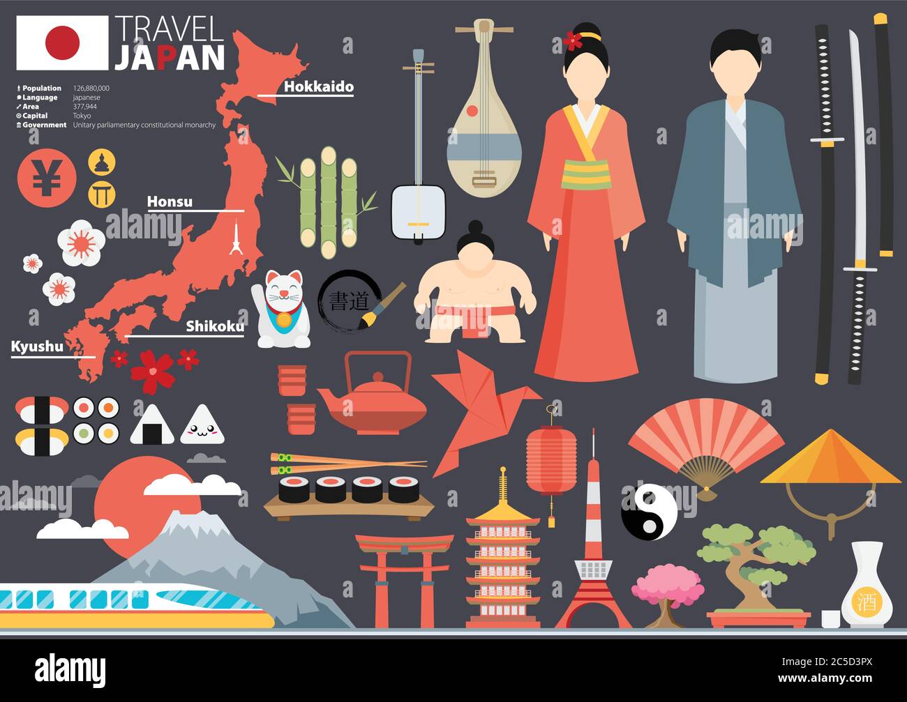 Map of japan and tokyo and flat hi-res stock photography and images - Alamy