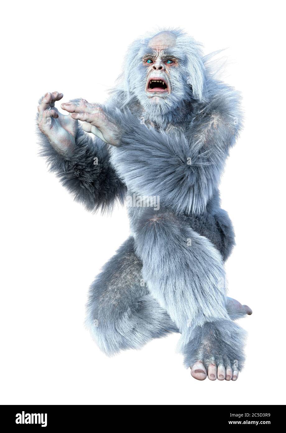 3D rendering of a fantasy creature yeti isolated on white background ...