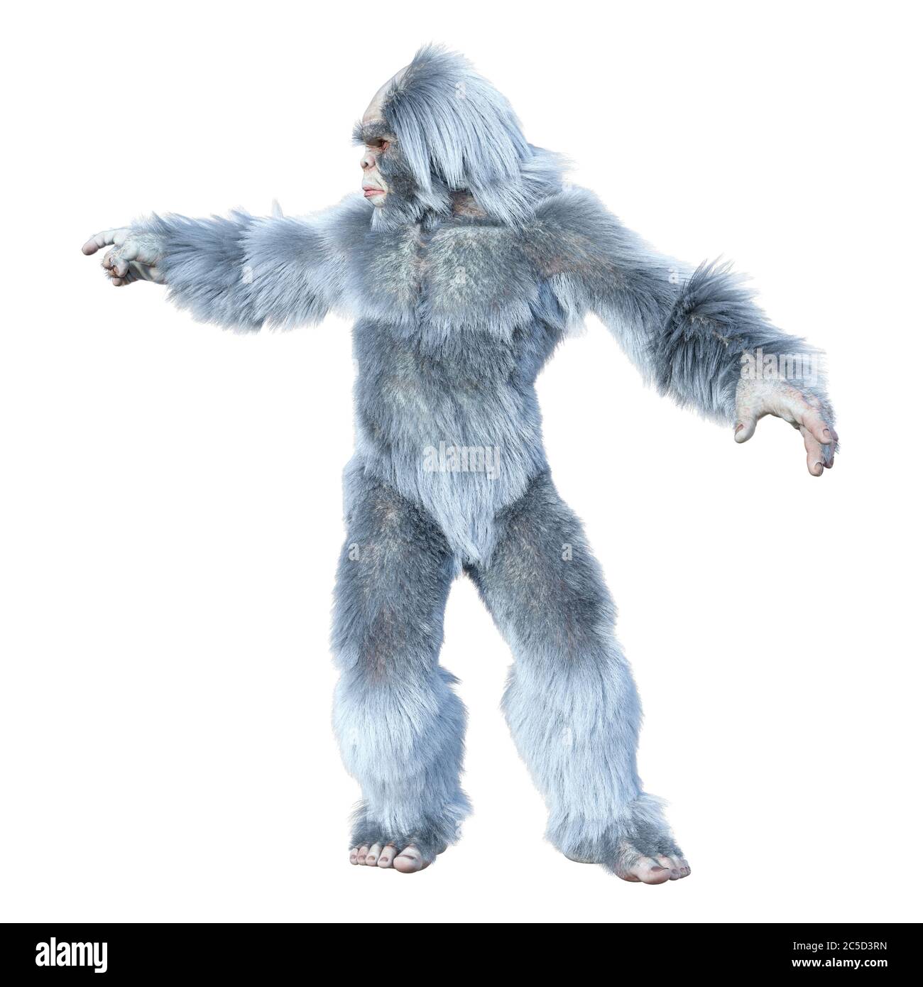 3D rendering of a fantasy creature yeti isolated on white background ...