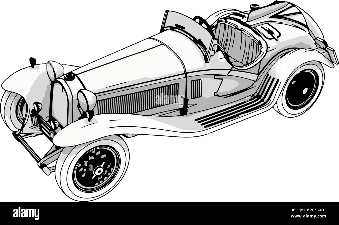 White vintage convertible on Stock Vector Images - Alamy