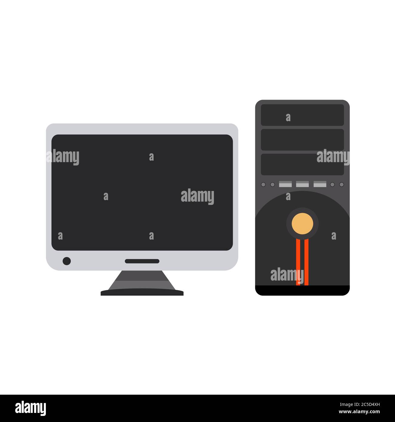 Personal desktop computer or pc on white background. Vector ... Personal desktop computer or pc on white background. Vector ...