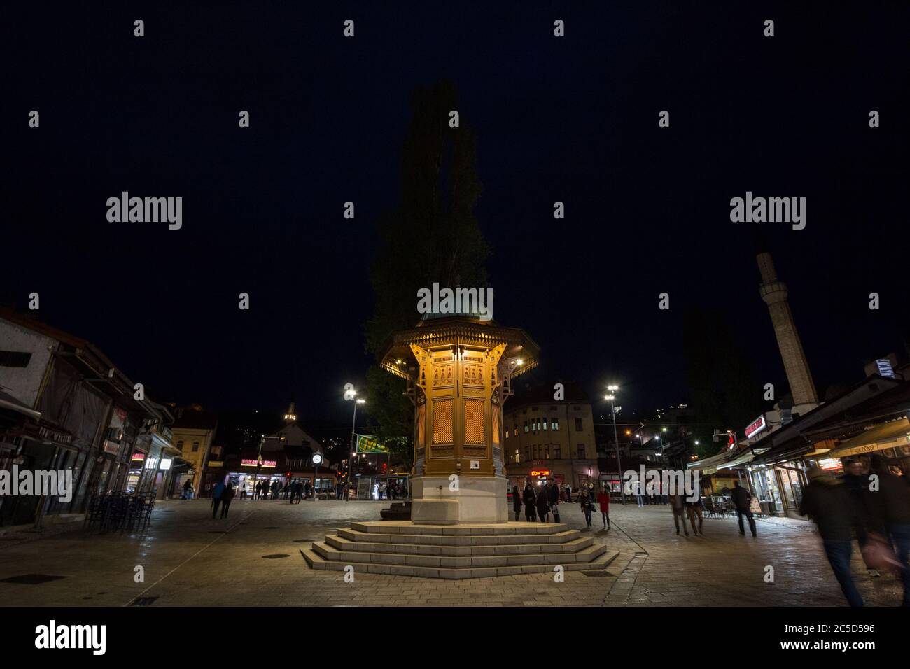 SARAJEVO, BOSNIA HERZEGOVINA - APRIL 16, 2017: Sebilj fountain, on ...