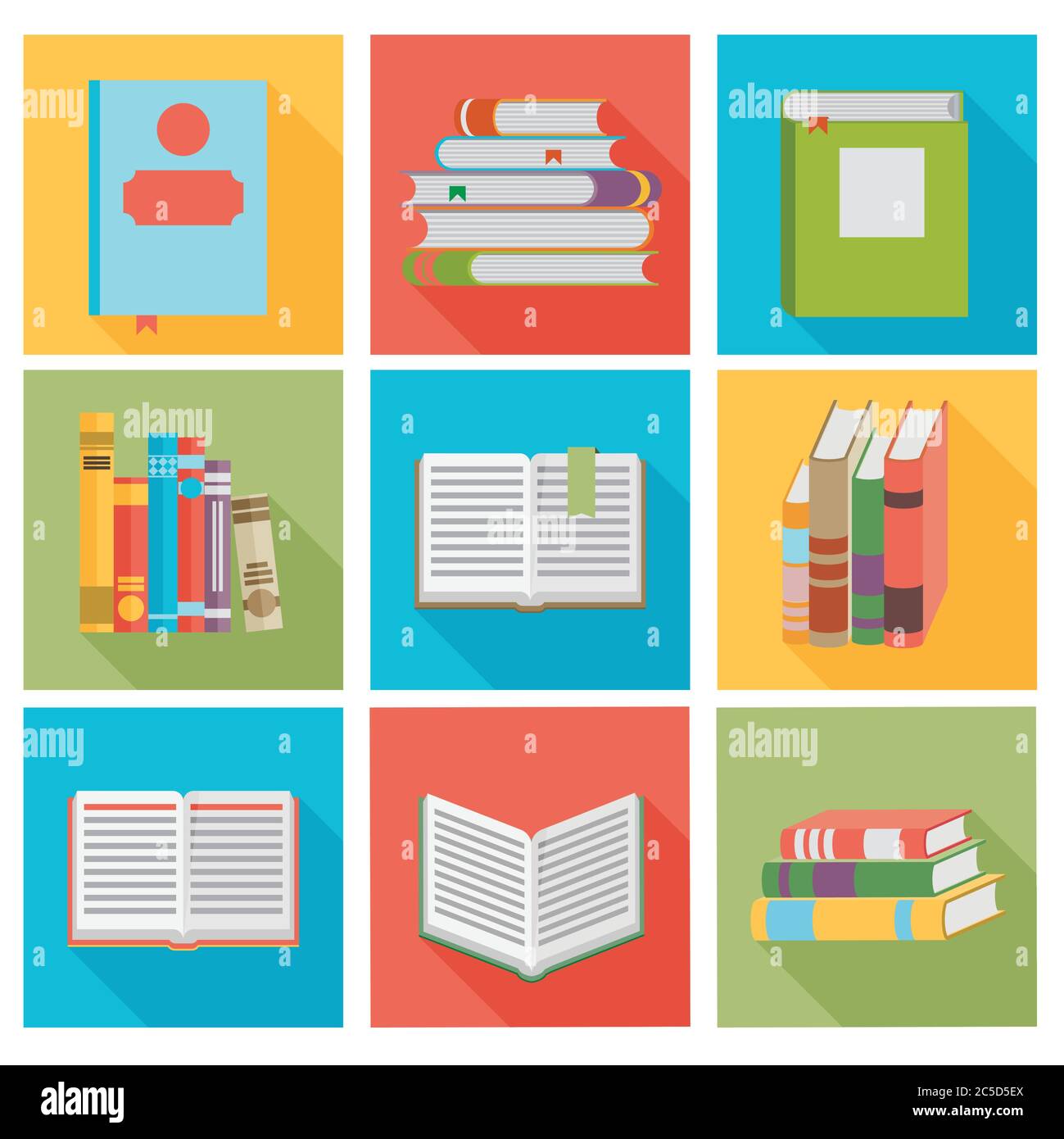 Set of book icons in flat design style Stock Vector Image & Art - Alamy