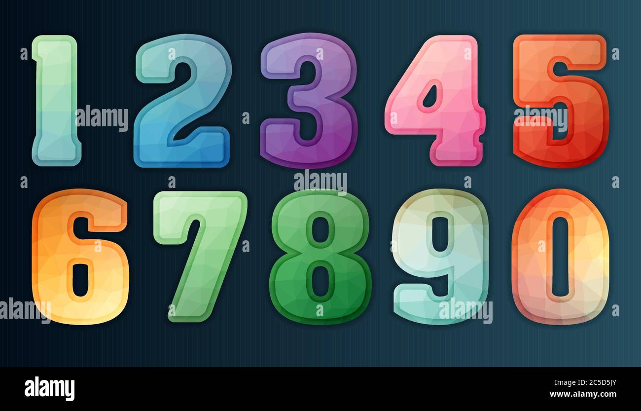 Polygon number alphabet colorful font style. Vector illustration Stock ... Polygon number alphabet colorful font style. Vector illustration Stock ...