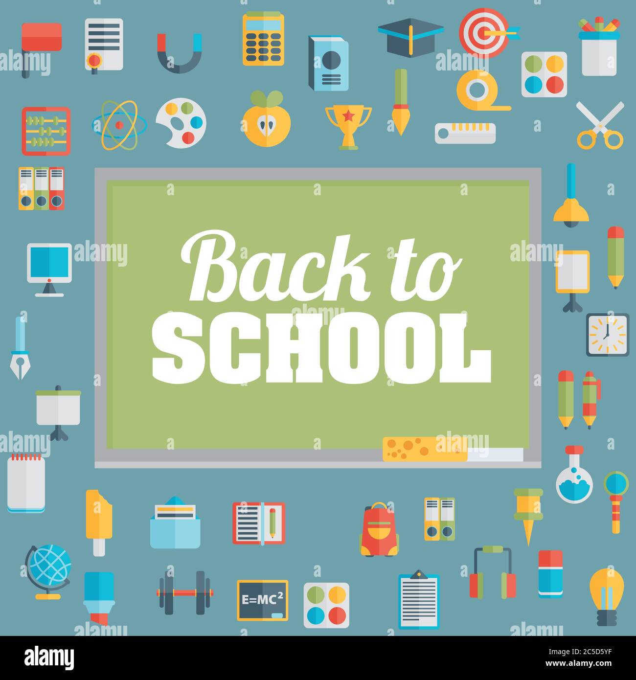 Illustration Flat Icons of Elements and Objects for High School and ...