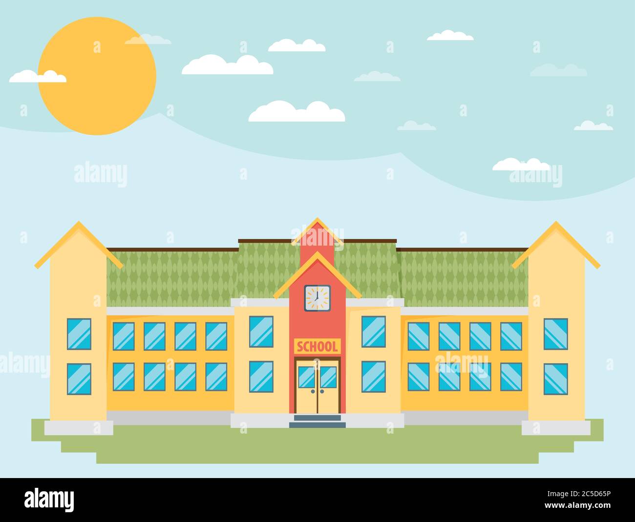 Classical school building flat style Stock Vector Image & Art - Alamy
