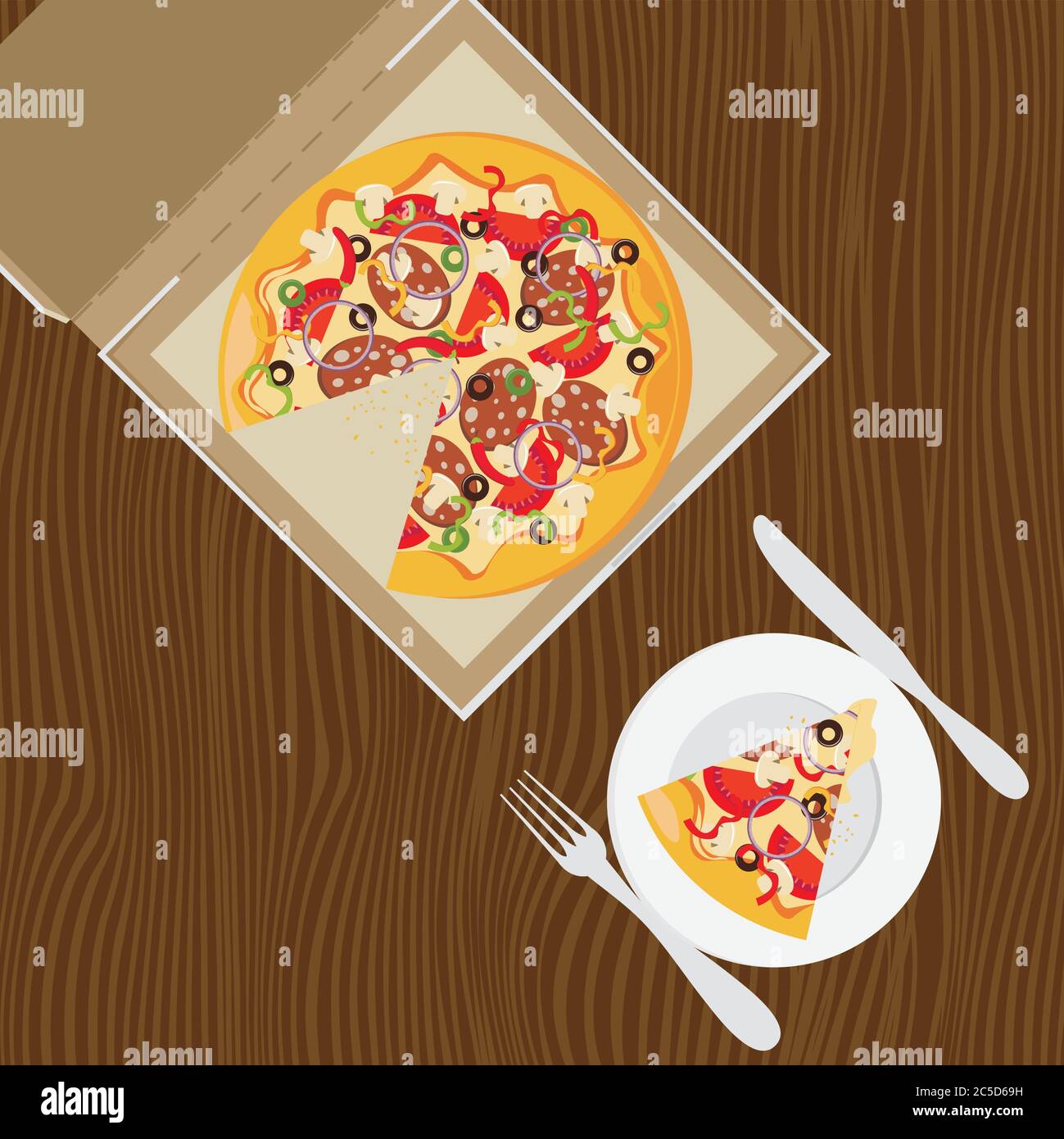 Open pizza box. Flat style design - vector Stock Vector Image & Art - Alamy