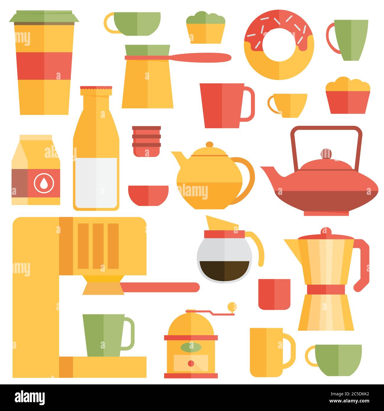 set of flat cafe design elements Stock Vector Image & Art - Alamy