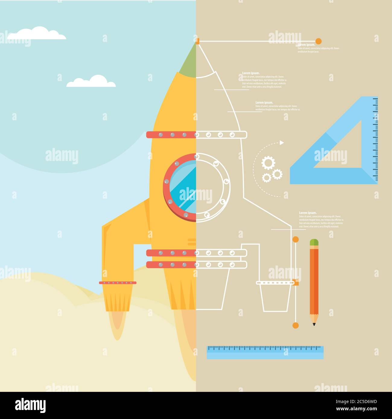 build concept: rocket in flat style Stock Vector Image & Art - Alamy