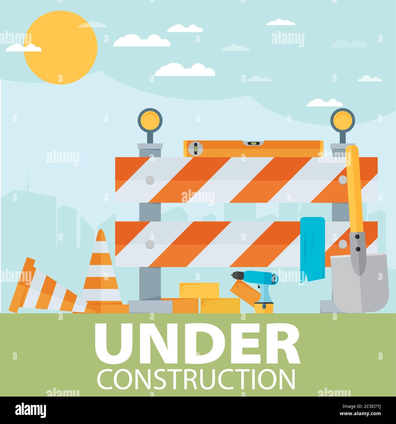 Under construction concept in flat design style, vector illustration ...