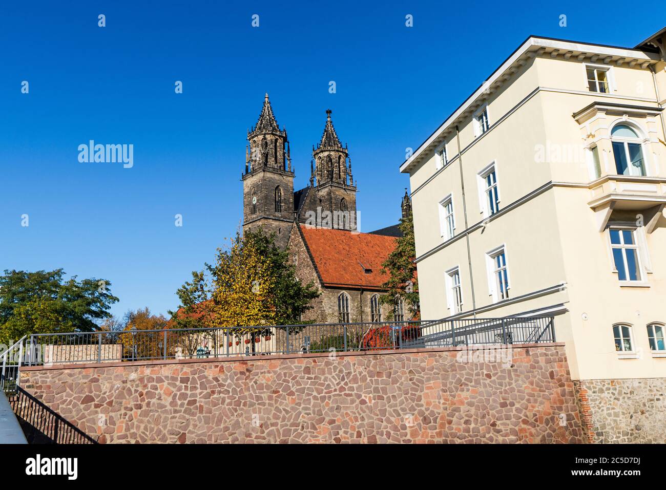 The Cathedral of Magdeburg, Capital City of Saxony Anhalt Stock Photo ...