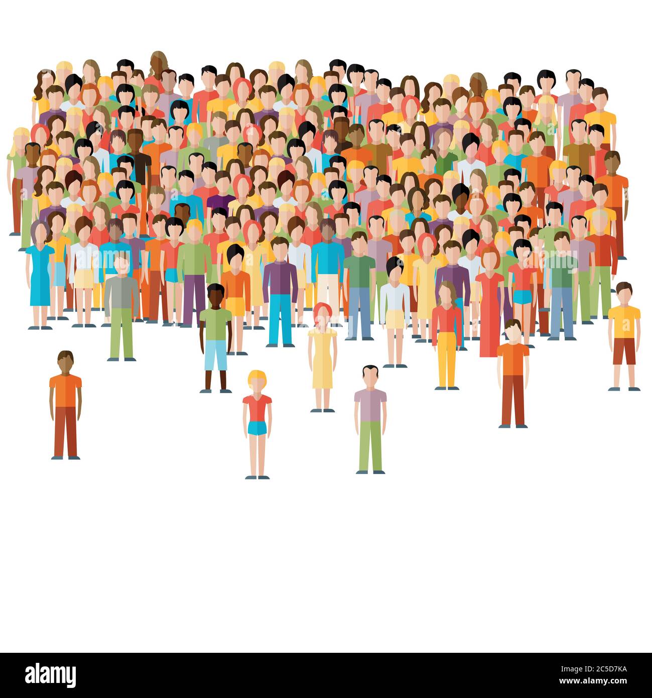 flat illustration of male community with a crowd of guys and men Stock ...