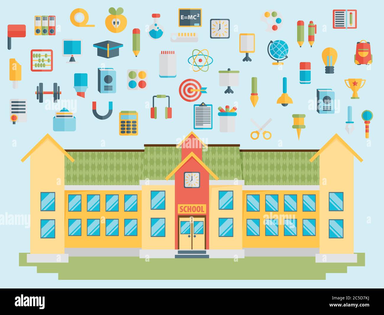 School university building set elements Stock Vector Images - Alamy
