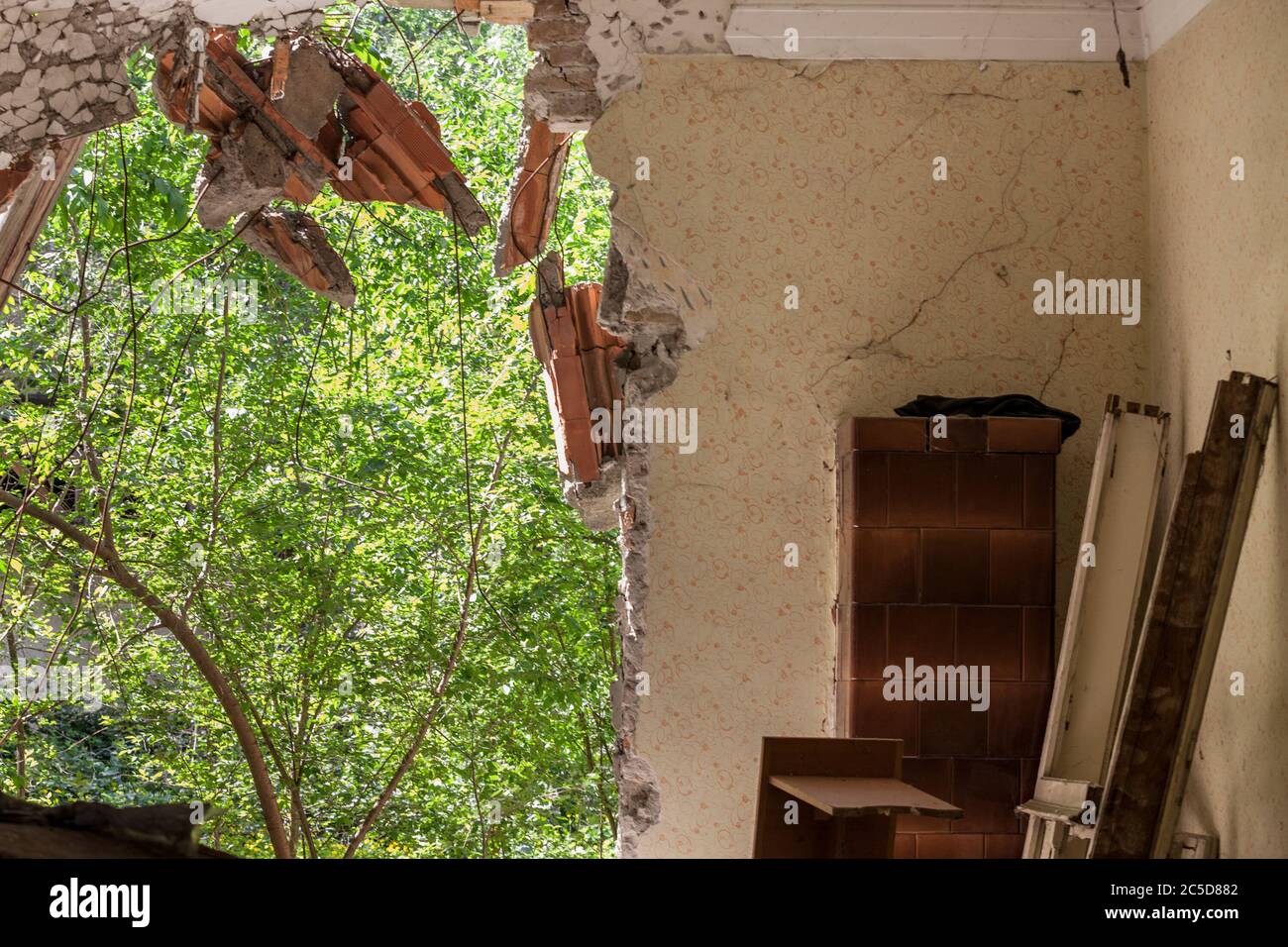 Interior of a residential building, a single unit house, being ...