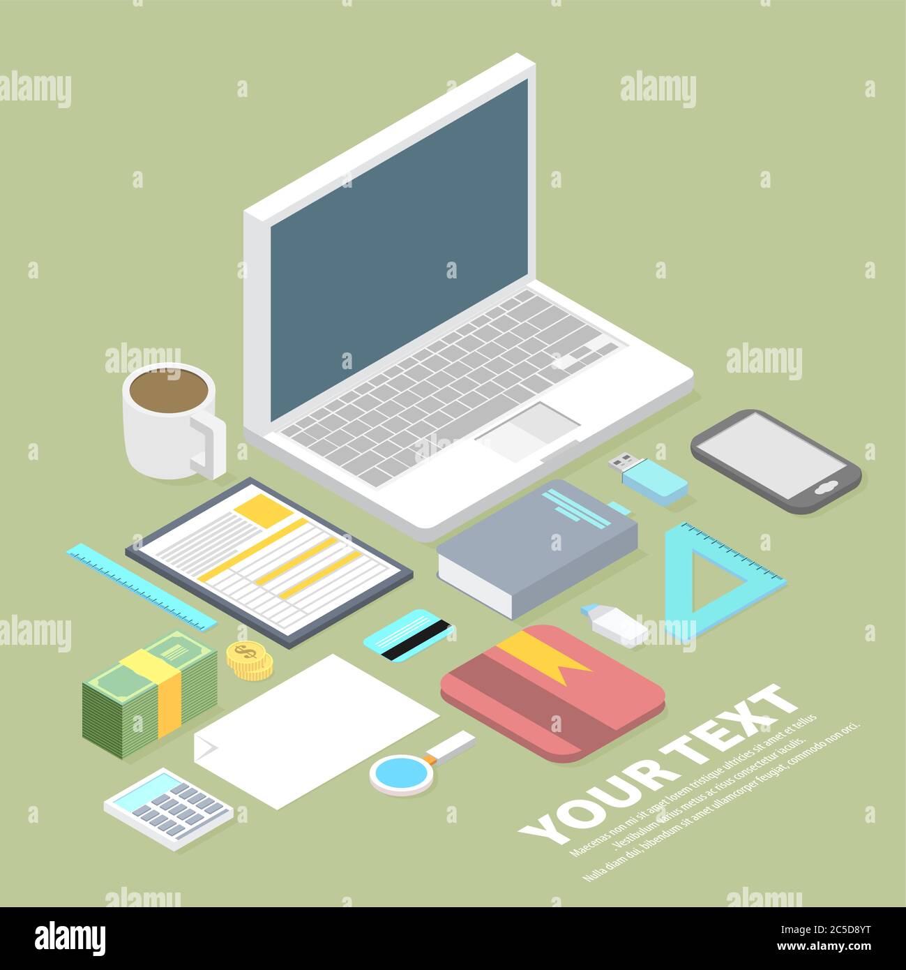 Isometric vector art creative office, workplace Stock Vector Image ...