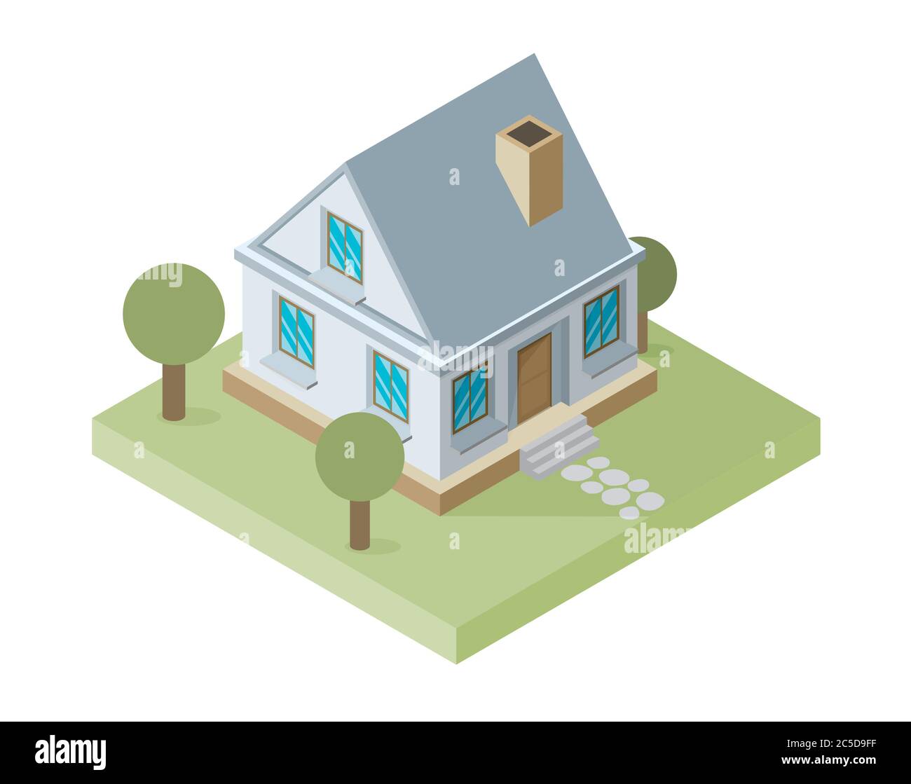Isolated isomatic small house, Vector Property Set Stock Vector Image ...