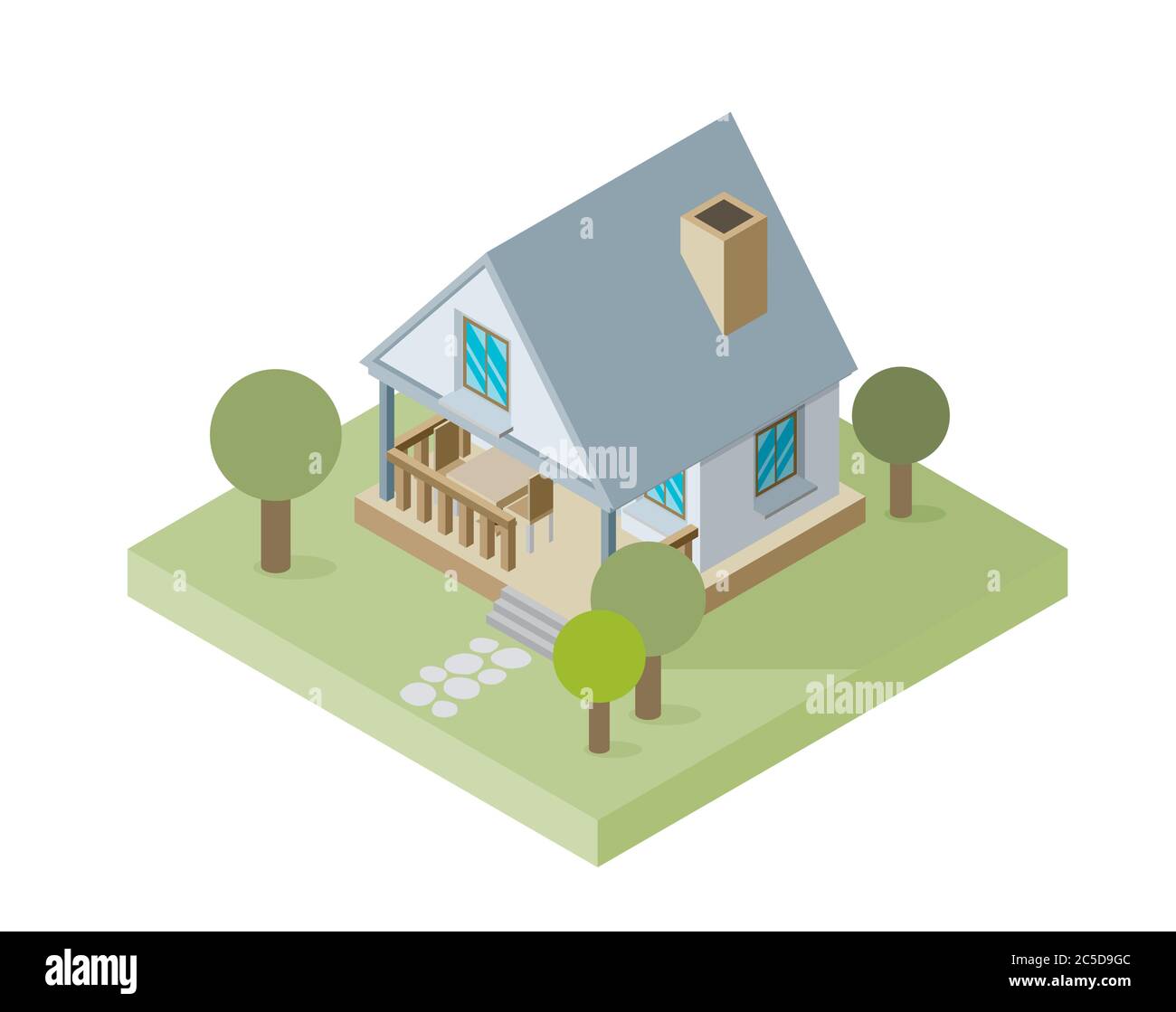 Isolated isomatic small house, Vector Property Set Stock Vector Image ...