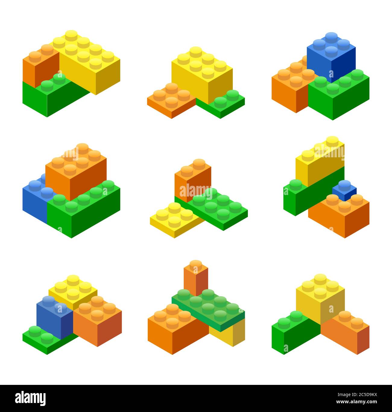 Isometric Plastic Building Blocks and Tiles Stock Vector Image & Art ...