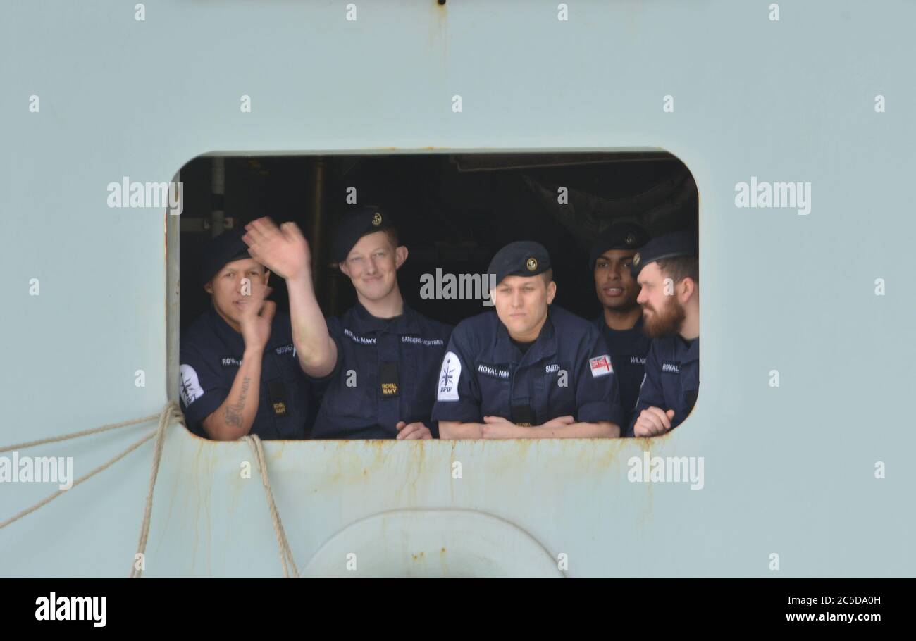 Sailors on board HMS Queen Elizabeth, as the Royal Navy aircraft ...