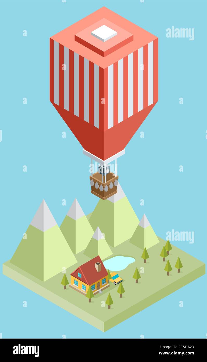Isometric air balloon Stock Vector Image & Art - Alamy